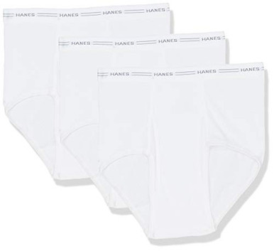 Hanes Men s 3 Pack Full Rise Briefs White Large - Warehousesoverstock