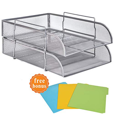 2 Tier Paper Letter Tray Desk Organizer Stackable Heightened Desktop ...