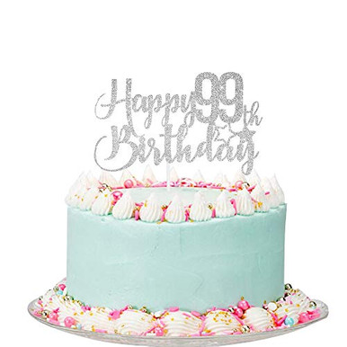 Silver Glitter Happy 99th Birthday Cake Topper 99th Birthday Cake Topper 99th Birthday Party ...