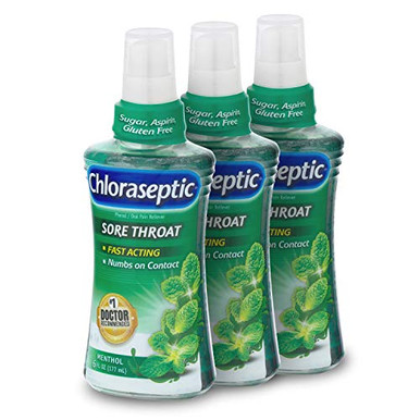 Chloraseptic Sore Throat Spray, Menthol Flavor, 6 fl oz, 3 Pack ...