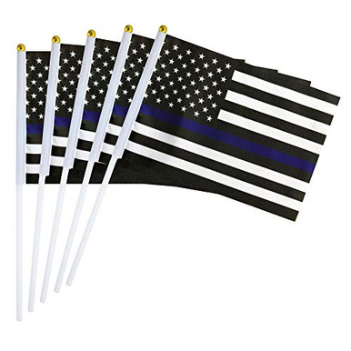 LoveVC Thin Blue Line USA American Police Flag Small Mini Honoring Law ...