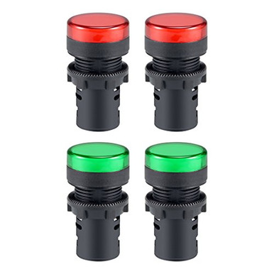 uxcell 4Pcs Red Green Indicator Light AC 380V 22mm Panel Mount for ...