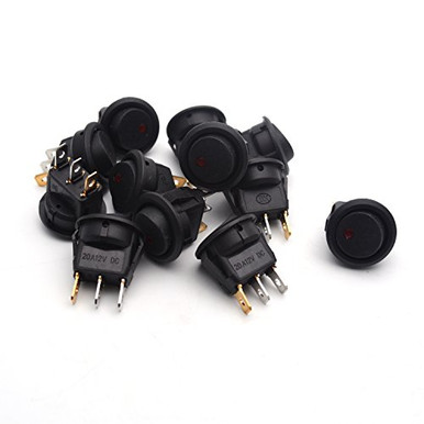 Antrader 12PCS 20A 12V 3 Pins SPST On Off Control Round Rocker Toggle ...