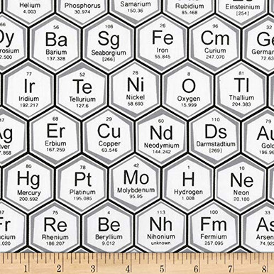 Robert Kaufman Science Fair Periodic Table Fabric White Fabric By The ...