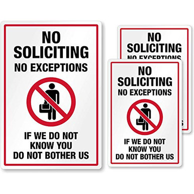 SmartSign No Soliciting Sticker 3 Pack No Soliciting No Exceptions ...