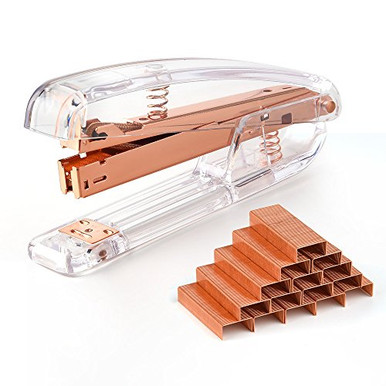 Coopay Clear Acrylic Stapler Rose Gold Desktop Stapler with 2000 Pieces ...