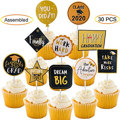 2020 Graduation Cupcake Toppers 30 Pieces Class of 2020 Cupcake Toppers ...
