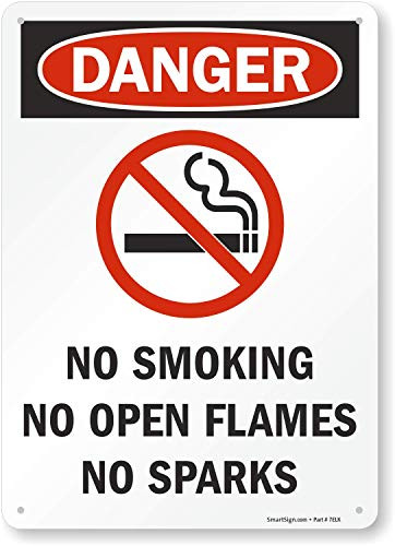SmartSign Danger No Smoking No Open Flames No Sparks Sign 10 x 14 ...