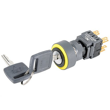 uxcell Latching Selector Key Lock Switch DPDT ON OFF ON 3 Position 1 0 ...