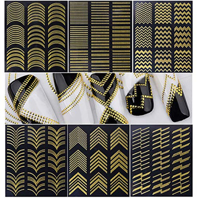 Gold Metallic Nail Stickers 3D Gold Metallic Tape Nail Art Stickers ...