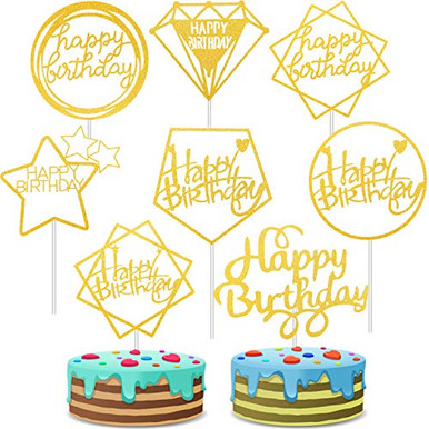 40 Pieces Happy Birthday Cake Toppers Glitter Birthday Cupcake Topper ...