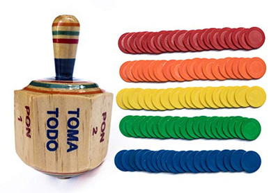 Pirinola Toma Todo Set Wood Spinning Top Game 4 Inches Tall 100 ...