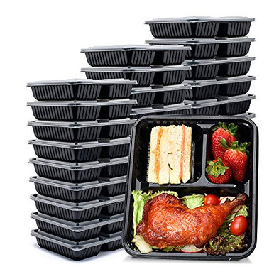Glotoch [40 Pack] 34oz 3 Compartment Meal Prep Containers with Lids ...