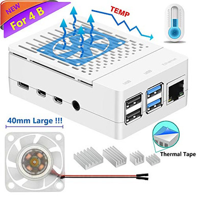 Raspberry Pi 4 Case iUniker Raspberry Pi 4 Fan ABS Case with Cooling Fan Raspberry Pi 4 Heatsink ...
