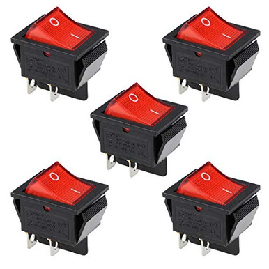 uxcell DPST Boat Rocker Switch Red LED Light DC 12/24V Toggle Switch ...