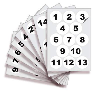 White Vinyl Consecutive Number Stickers 1 to 100 2 inch Self Adhesive ...