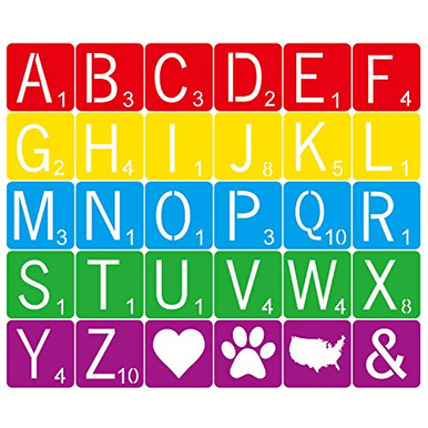 30 Pieces 4 Inch Scrabble Style Tile Stencil Letters for Home Decor DIY ...