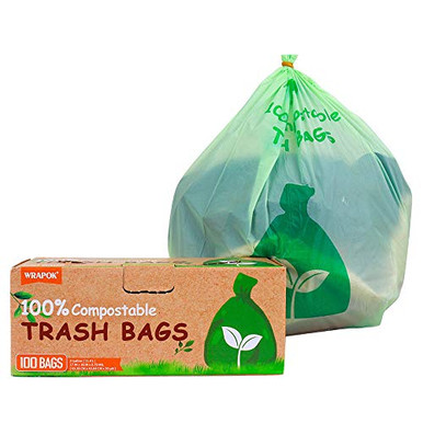 WRAPOK 100 Compostable Kitchen Trash Bags Biodegradable ASTM D6400 ...