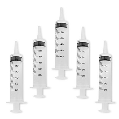 EXELint 60 ml Disposable Sterile Syringes 5 Pack 50 ml to 60 ml Medical Grade Catheter Tip ...