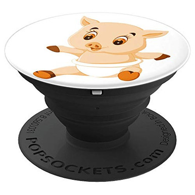 Cute Baby Pig Face Design Piggie Cartoon For Kids on White PopSockets ...