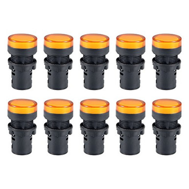 uxcell 10Pcs Yellow Indicator Light AC DC 12V 22mm Panel Mount for ...