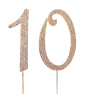 MAGJUCHE Gold 10 Crystal Cake Topper Number 10 Rhinestones 10th ...