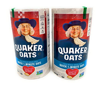 Quaker Oats Quick 1 Minute Oatmeal Breakfast Cereal 18oz Canisters 2 ...