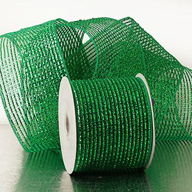 Madisyns 20 Yard Emerald Metallic Thread 4 inch Deco Mesh Ribbon ...
