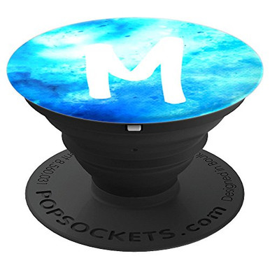 Letter M Monogram Bright Blue Watercolor paint effect arty PopSockets ...