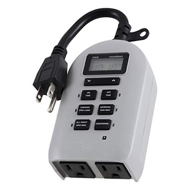 UltraPro 24 Hour Digital Timer Dual Plug in 2 Grounded Outlets Custom ...