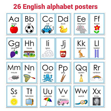 Richardy 13Pcs Set English 26 Letters Alphabet Flash Cards A4 Posters ...