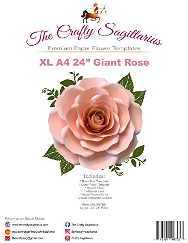 24 A4 XL Rose Paper Flower DIY Template Kit Stencil - Warehousesoverstock