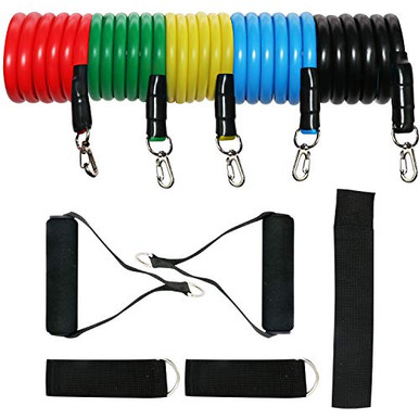 Exercise and Resistance Bands Set Stackable up to 150 lbs Elastic ...