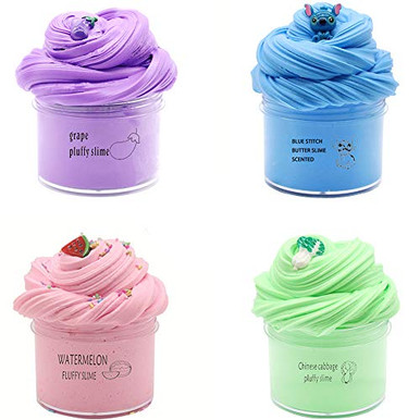 4 Pack Butter Slime Kit with Pink Watermelon Slime Purple Eggplant ...