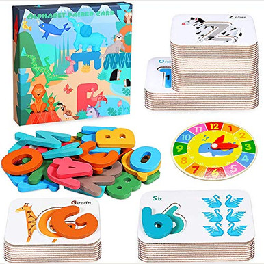 Surwit Alphabet and Number Flash Cards Set Montessori Toys for Toddlers ...