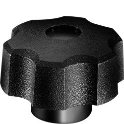 DimcoGray Black Thermoplastic Fluted Torque Knob Female Thru Hole Brass Insert 1 4 20 Thread x 5 ...