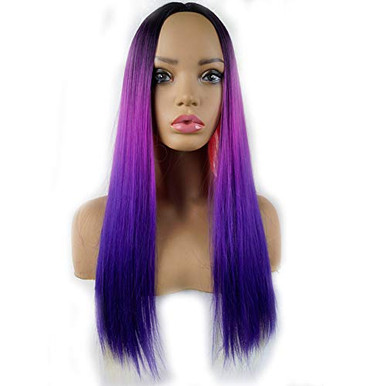 Long Straight Rainbow Color Synthetic Hair Wigs for Black Women ...