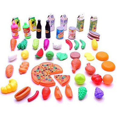 dazzling toys Toy Food Assorted Food Playset 65 Piece Includes Plastic ...