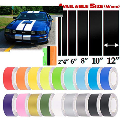 Free Tool Kit 8 Wide 10FT Long Matte Yellow Racing Stripes Vinyl Wrap ...