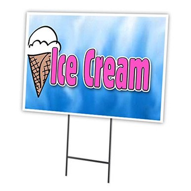 ICE Cream 1 18 x24 Yard Sign Stake Outdoor Plastic coroplast Window ...
