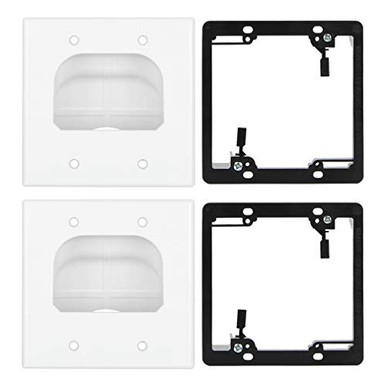 Wi4You Recessed Cable Wall Plate 2 Gang Pass Through Cable Hider with ...