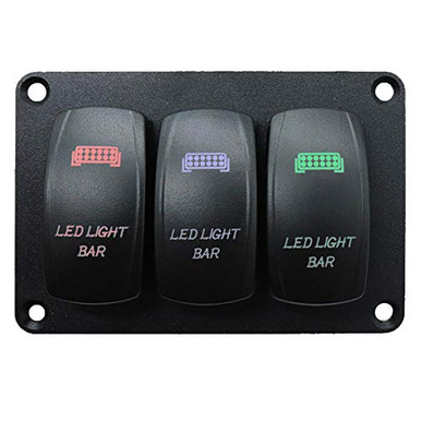AUOKAY 3 Gang Rocker Switch Panel 12V 20A ON Off LED Light BAR ON Off ...