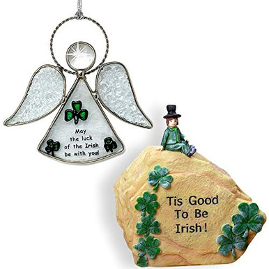 BANBERRY DESIGNS Irish Suncatcher and Decorative Stone Stained Glass ...