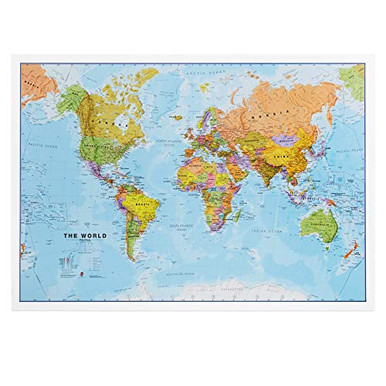 Maps International World Wall Map Map of The World Poster 23 x 33 Front ...