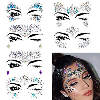 Face Gems 6 Set Women Mermaid Rave Festival Glitter Rhinestone ...