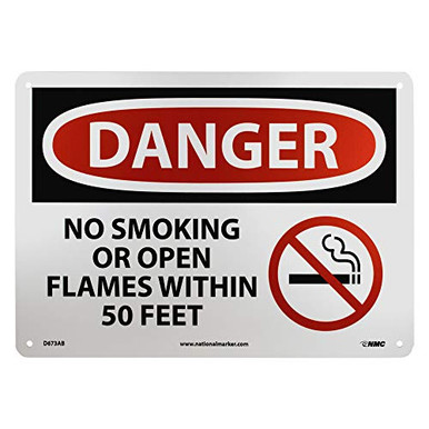 NMC D673AB DANGER NO SMOKING WITHIN 50 FEET Sign 14 in x 0 in Red Black ...