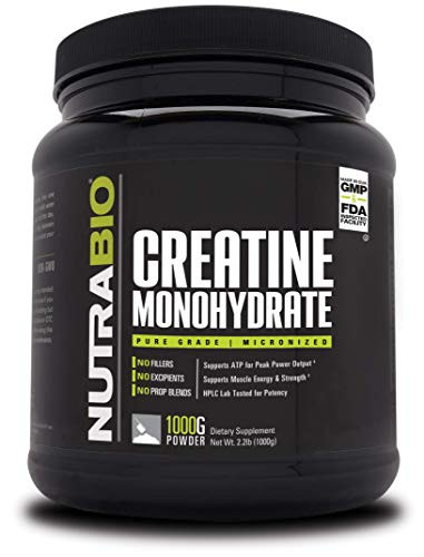 NutraBio Creatine Monohydrate 1000 Grams Micronized Unflavored HPLC ...