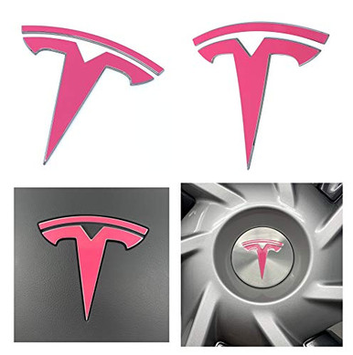 Custom Cut Graphics Tesla Model Y Logo Decal Wrap 11 pc Set Gloss Pink ...
