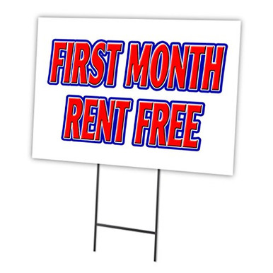 First Month Rent Free 18 x24 Yard Sign Stake Outdoor Plastic Window ...