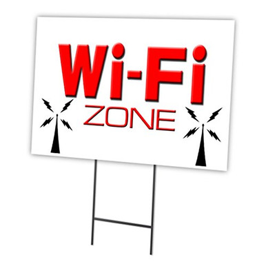 WI FI Zone 18 x24 Yard Sign Stake Outdoor Plastic coroplast Window ...